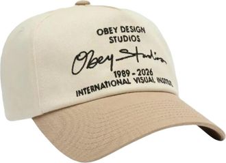 Obey unisex, Accessoires, Beige, Taille: ONE Size Design Studios 5 Panel Strapback