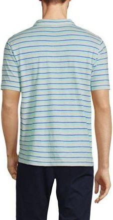Lands End Kurzarm-Polo mit Slub-Struktur und offenem Kragen, Herren, Größe:48-50 regular, Grün, Baumwolle, by Lands End
