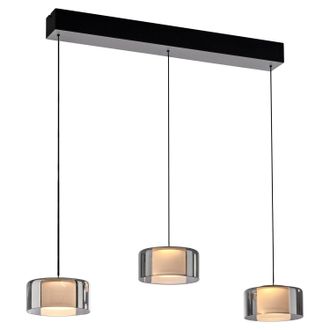 Paul Neuhaus LED-Pendelleuchte - 66 x 180 cm - 3-flammig - Rauchfarben - Schwarz - Metall - Glas - dimmbar