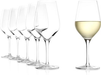 Stölzle Universalgläser Exquisit 6er-Set 420 ml - Elegante Weißweingläser aus Kristallglas ideal auch für leichte Rotweine & Roséweine - Spülmaschinen- & Stoß