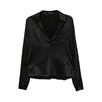 Tom Ford Stretch Seidensatin-Polohemd - - Blouses & Shirts - Damen - Schwarzk - XS