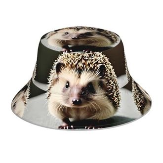 Generic Chapeau De Godet Impression H&eacute;risson Mignon Chapeau De Plage Pliable Respirant Bonnet De Soleil, pour De P&ecirc;che, Sports, La Randonn&eacute;e, 56-58cm