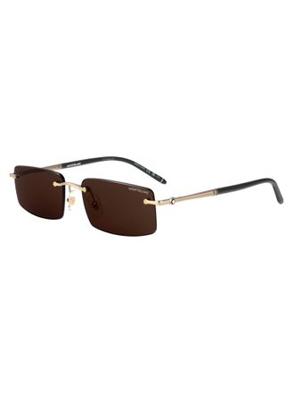 Montblanc MB0443S Metal Rectangle Sunglasses - Gold