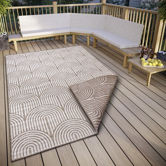 Hanse Home Pangli Outdoor Teppich Wetterfest - Wendeteppich Skandinavischer Boho Style Wasserfest Einfarbig Geometrisch 3D-Effekt f&uuml;r Garten, Balkon, Terrasse, W