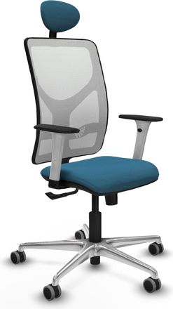 Piqueras y Crespo Computerstuhl mit Rollen, mit wei&szlig;en und schwarzen Armlehnen, h&ouml;henverstellbare Lendenwirbelst&uuml;tze und festes Kopfteil, Wei&szlig;/Petrol