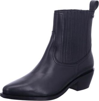 Lazamani Bottes western pour femmes/bottes Chelsea en cuir lisse noir, Noir, 40 EU