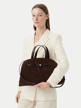 Tory Burch Handtasche Tory Burch Romy Suede Bauletto 183363 Dunkelbraun