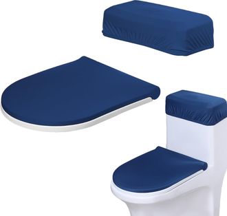 Generic WC-Deckelbezug und WC-Tankbezug, WC-Sitzbezug mit elastischer Unterseite, Ersatz-WC-Abdeckung, weiches Stretch-WC-Deckel-Set, universelle WC-Deckelbez