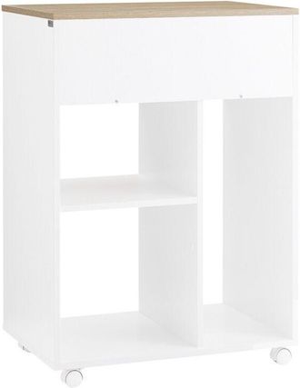 SoBuy SoBuy ASK10-WN Schreibtischkasten mit Rollen, Druckerst&auml;nder mit Rollen, Schreibtischorganisator, Schreibtischregal, Schubladenkasten - 63x42x88 cm