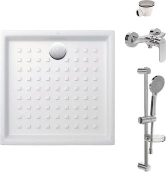 Villeroy & Boch Villeroy&boch - Pack receveur 100 x 100 villeroy et boch O.Novo céramique carré blanc avec bonde D90 et robinetterie