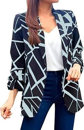 Generic Vestes d&eacute;contract&eacute;es &agrave; manches longues pour femmes, veste de travail l&eacute;g&egrave;re ouverte sur le devant, manteau court 2026, gris, M