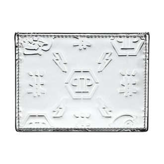 Philipp Plein Mirror Leather Cards Holder Monogram - - Accessories - Herren - Grau - ONE SIZE