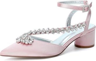 Generic Chaussures De Mariage Femmes Bloc Chunky Talon Heel Bout Pointu Hauts Talons Slingback Mariée Party Dress Chaussures 6Cm,Bean Paste,40 EU