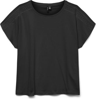 Vero Moda Damen Vmemily Ss Lace Tape Top JRS Ga Noos, Black, X-Small