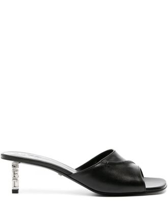GCDS mules en cuir &agrave; talon logo 60 mm - Noir