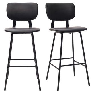 Miliboo Design-Barhocker Schwarz mit Metallbeinen 75 cm (2 Stk.) LAB
