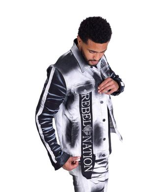 Kingz Jeansjacke Herren Batik Designer Jeansjacke Totenkopf