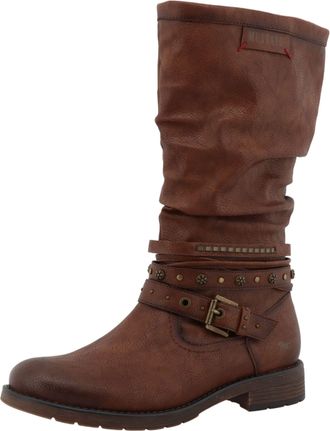 Mustang Jeans Damen Stiefel Riemen mit Nieten und Schnalle 15M0052003, Größe:42 EU, Farbe:Braun