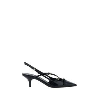 Miu Miu Leder Kitten Heel Pumps - - Shoes - Damen - Schwarzk - 37 EU