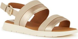 Geox Femme D Dandra A Sandales Claquettes, Beige Lt Gold, 42 EU