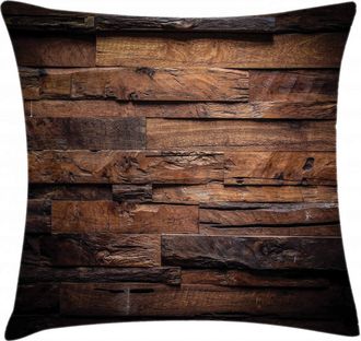 Abakuhaus Schokolade Kissenbezug, Grobes Dunkles Holz, Waschbar mit Reißverschluss Kissenhülle mit Farbfesten Klaren Farben Beidseitiger Druck, 40 x 40 cm, Dunk