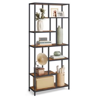 Vasagle Bücherregal, Regal mit 6 Ablagen, Standregal, Ablagen aus Holzspan, 30 x 80 x 180 cm, für Arbeitszimmer, Büro, Wohnzimmer, Schlafzimmer, Küche, tinten