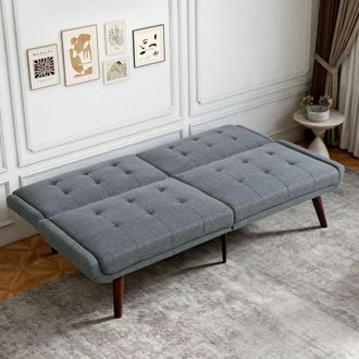 STILVORA Clic-clac 2 Places avec Dossier R&eacute;glable 5 Positions, Couchage dAppoint Compact 146 cm, Design Moderne, en Lin Gris