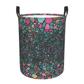 Generic Farbenfrohes Abstraktes Korb W&auml;sche Rund W&auml;schek&ouml;rbe Mit Henkel W&auml;schebeh&auml;lter F&uuml;r Kuscheltier Badezimmer Waschk&uuml;che