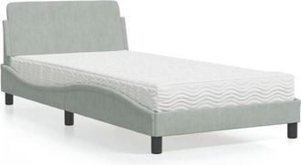 vidaXL Lit avec matelas gris clair 100x200 cm velours Vidaxl