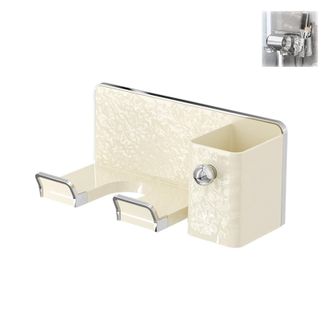 Generic F&ouml;nhalter Ohne Bohren, F&ouml;hnhalter Wand Ohne Bohren, F&ouml;hn Halterung mit Steckerhalter & Aufbewahrung mit Kabelhalter und Ablagefach Passen die Meisten 