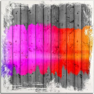 Wallario Wandbild aus Holz Holzpaneel - Bemaltes buntes Holz - 40 x 40 cm in Premium-Qualität: Brillante Farben