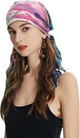 ZLYC Femmes Eté Turban pour Perte de Cheveux Chimio Chapeau(Tie Dye Vert)
