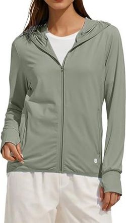 Generic HUIFUAO - Chemise anti-UV pour femme avec fermeture &eacute;clair, protection solaire, veste d&eacute;t&eacute; l&eacute;g&egrave;re en soie glac&eacute;e UPF 50 avec poches, bord amovible et 