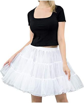 Generic Jupe en tulle pour femme - Blanc - Jupon - Jupe tutu rétro - Costume de carnaval - Ballet - Jupon de danse - Vêtements de danse - Jupe de danse - Cosp