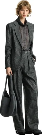 Emporio Armani Checked Virgin Wool Blend Blazer - Gray