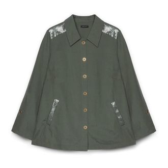 Fiorella Rubino Oversized Shirt mit Stickerei - - Blouses & Shirts - Damen - Gr&uuml;n - 2XL
