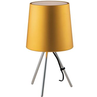 Luce-Ambiente-Design Table Lamp Marley in Silver Metal with Gold Aluminum Lampshade