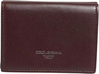 Dolce & Gabbana Homme, Accessoires, Brun, Taille: ONE Size Porte-cartes Tripliable en Cuir avec Logo en Relief