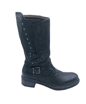 Nero Giardini NEROGIARDINI Botte en cuir avec clous et fermeture &agrave; boutons, Noir, 41 EU