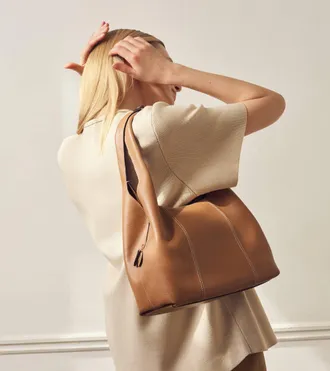 Le Tanneur Sac port&eacute; &eacute;paule moyen mod&egrave;le Juliette en cuir grain&eacute;