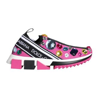 Dolce & Gabbana Rosa Kristall Low Top Sneakers - - Shoes - Damen - Rosa - 36 EU