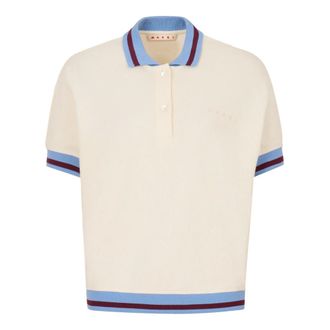 Marni Femme, Tops, Blanc, Taille: 36 FR Polo &agrave; Manches Courtes en Piqu&eacute;