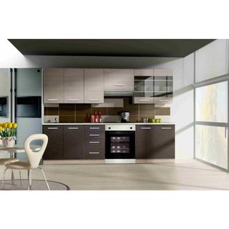 Furnix Küchenmöbel-Set Vilches 260 cm Küchenzeile mit Hängeschränken Ferrara-Eiche - Furnix