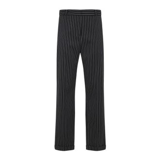 Tom Ford Femme, Pantalons, Noir, Taille: 38 FR Pantalon en laine et coton ray&eacute;