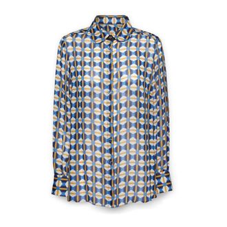 Elena Miro Femme, Blouses et Chemises, Bleu, Taille: 56 FR Chemise imprimée