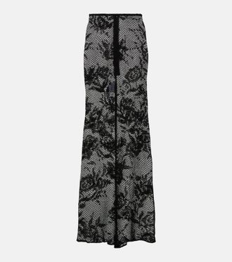 Alaia Alaïa Jupe longue en résille à fleurs