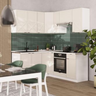 Vicco Eckk&uuml;che Fame-Line, GrauBeige/Wei&szlig;, 160 x 60 cm ohne Arbeitsplatte, Vicco