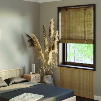 Mad&eacute;co Rollup Nature Jute, ohne Bohren, chamois - L 60 x H 150 cm