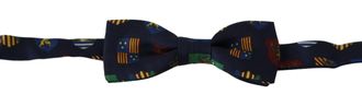 Dolce & Gabbana Blue Flags Silk Adjustable Neck Papillon Men Bow Tie