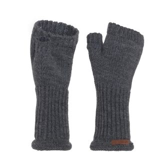Knit Factory Cleo Handstulpen - Fingerlose Handschuhe - Gestrickte Handschuhe für Winter - Damen Handstulpen aus Wolle - Hochwertige Qualität - Anthrazit